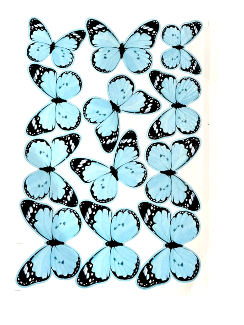 SKY BLUE BUTTERFLIES CAKE TOPPER (PACK OF 10) - BNBA